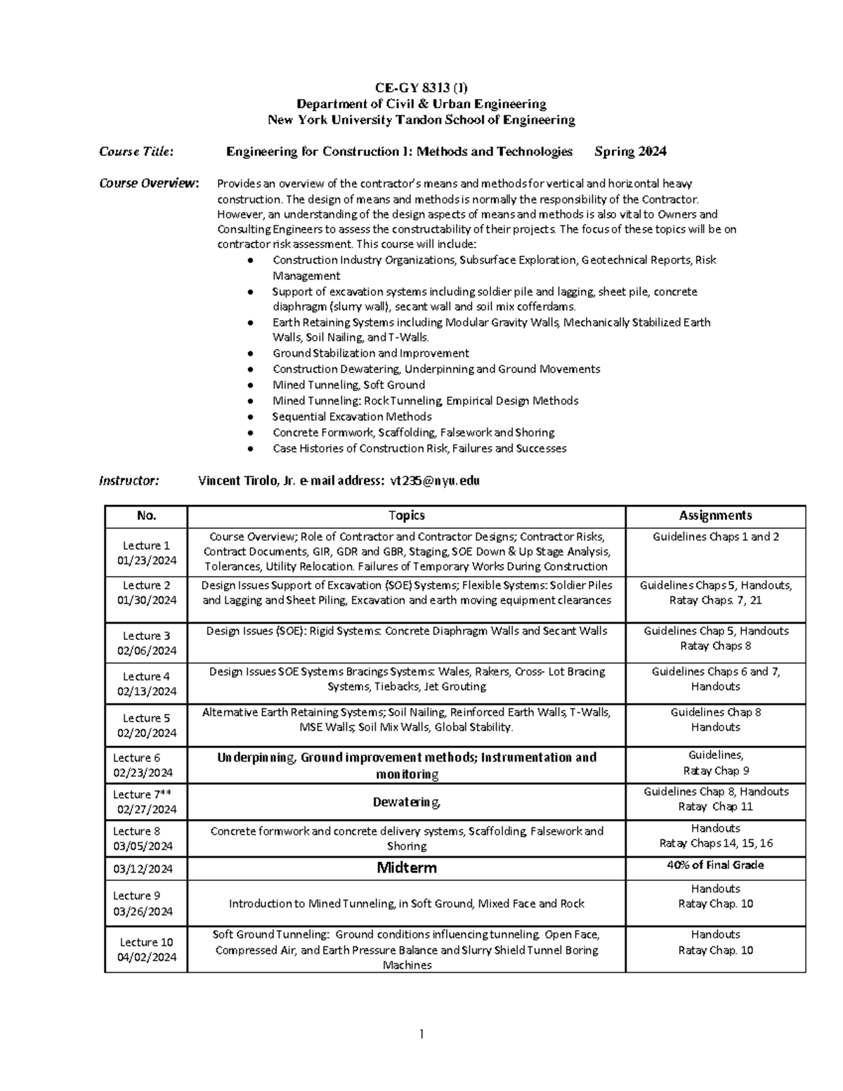 Course Outline NYU CE-GY 8313 Spring 2024 - Copy - 1 CE-GY 8313 (I) Department of Civil & Urban ...