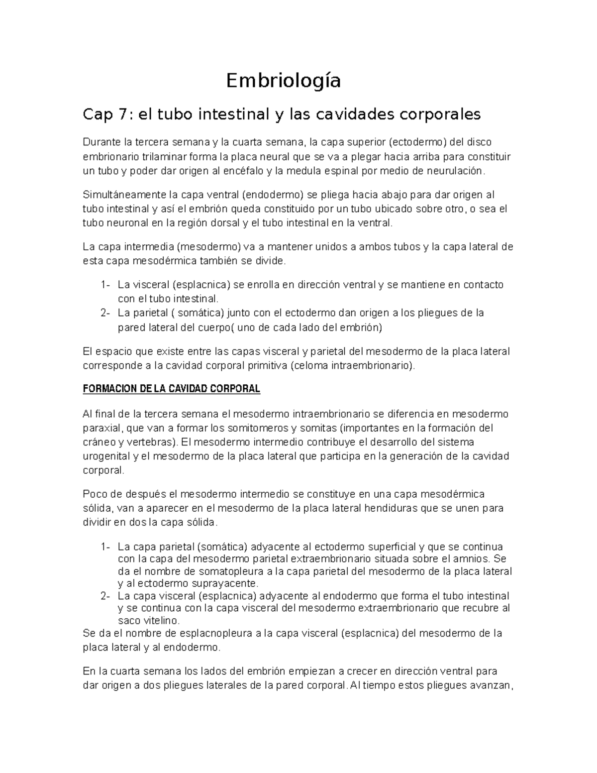 Embriología. Tubo digestivo - Embriología Cap 7: el tubo intestinal y ...