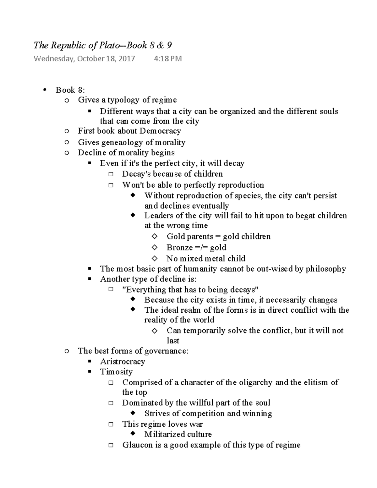 The Republic of Plato-Book 8 & 9 - The Republic of 8 9 Wednesday ...