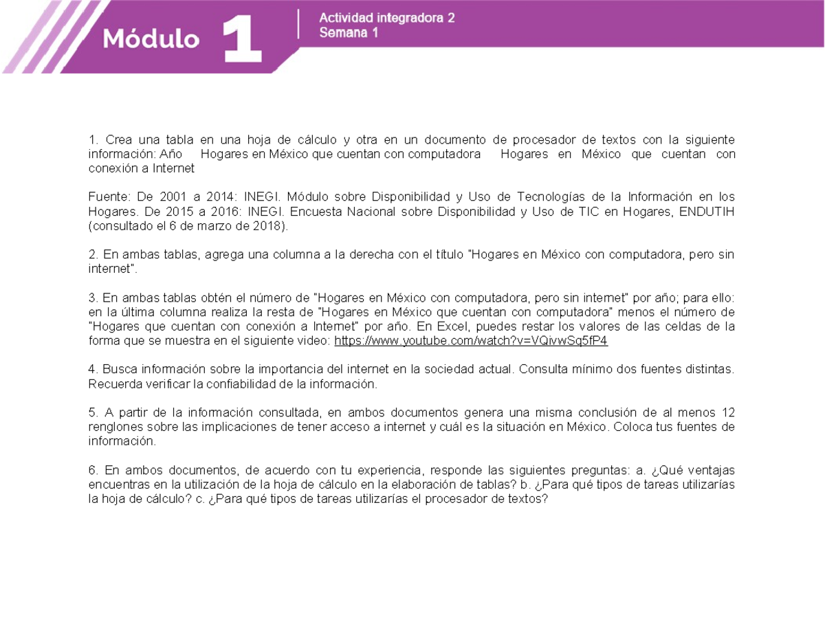 Actividad integradora 2. Uso e impacto de las TIC en la sociedad - 1 ...
