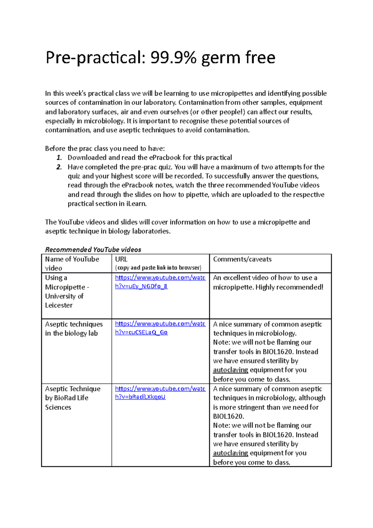 2021 BIOL1620 Pre-Prac5 instructions and links - Pre-practical: 99% ...
