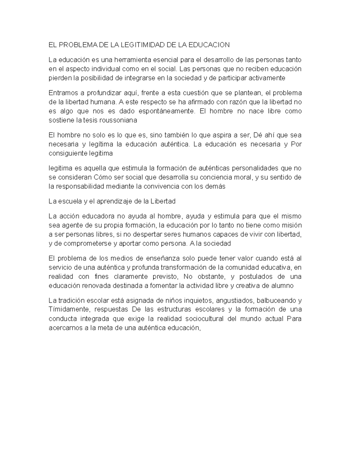 Expo - HJMMM - EL PROBLEMA DE LA LEGITIMIDAD DE LA EDUCACION La ...