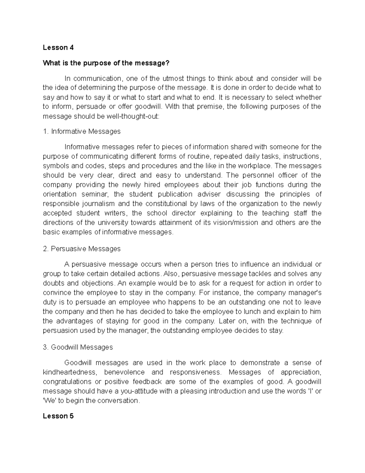 What is the Purpose of the Message and Effective Use of the Language ...