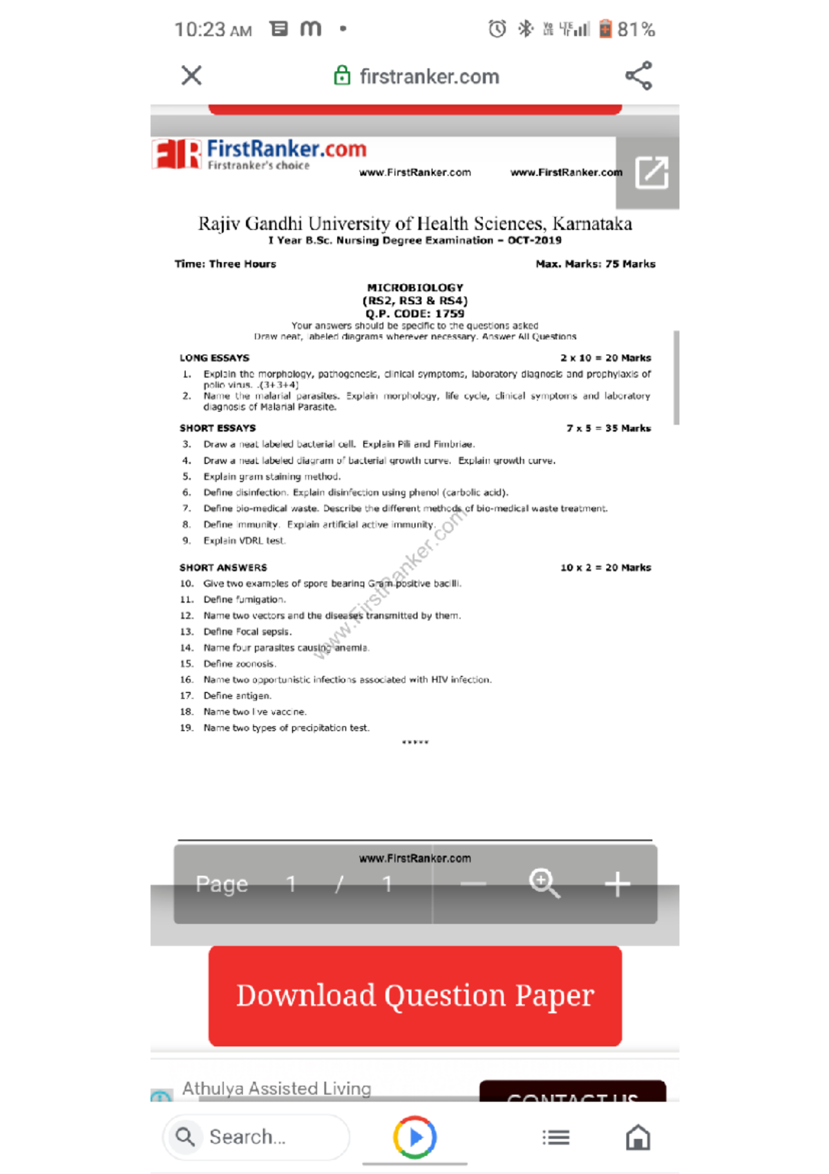 Micro pre - BSc NURSING - Studocu