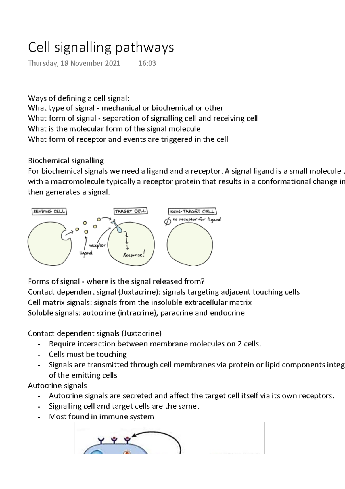 Cell signalling pathways - Ways of defining a cell signal: What type of ...