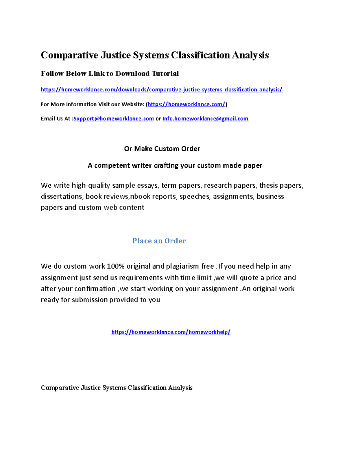 Comparative Justice Systems Classification Analysis - If you need help ...
