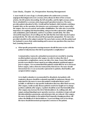 14 - cAse study - Chapter 14: Preoperative Nursing Management A patient ...