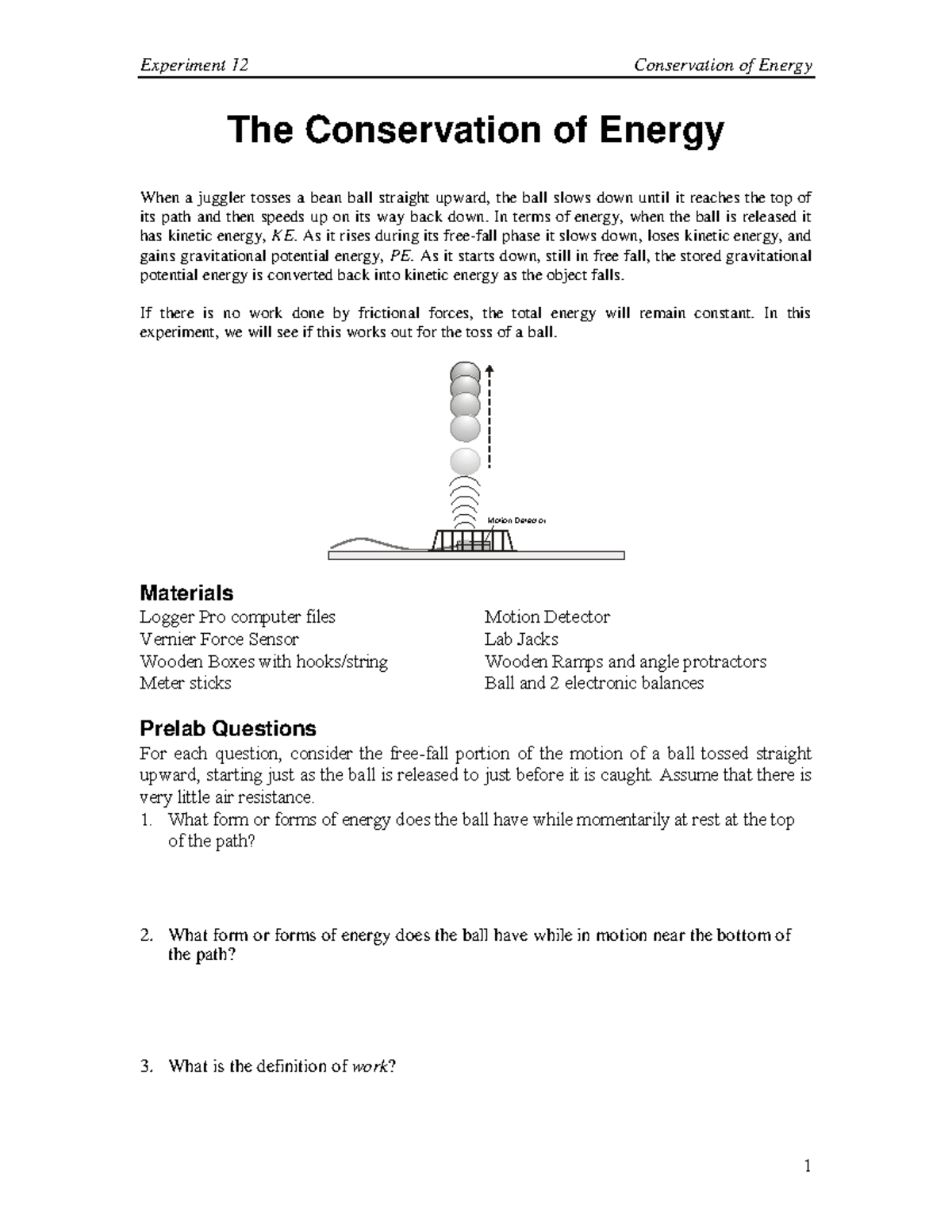 12-The Conservation of Energy - The Conservation of Energy When a ...