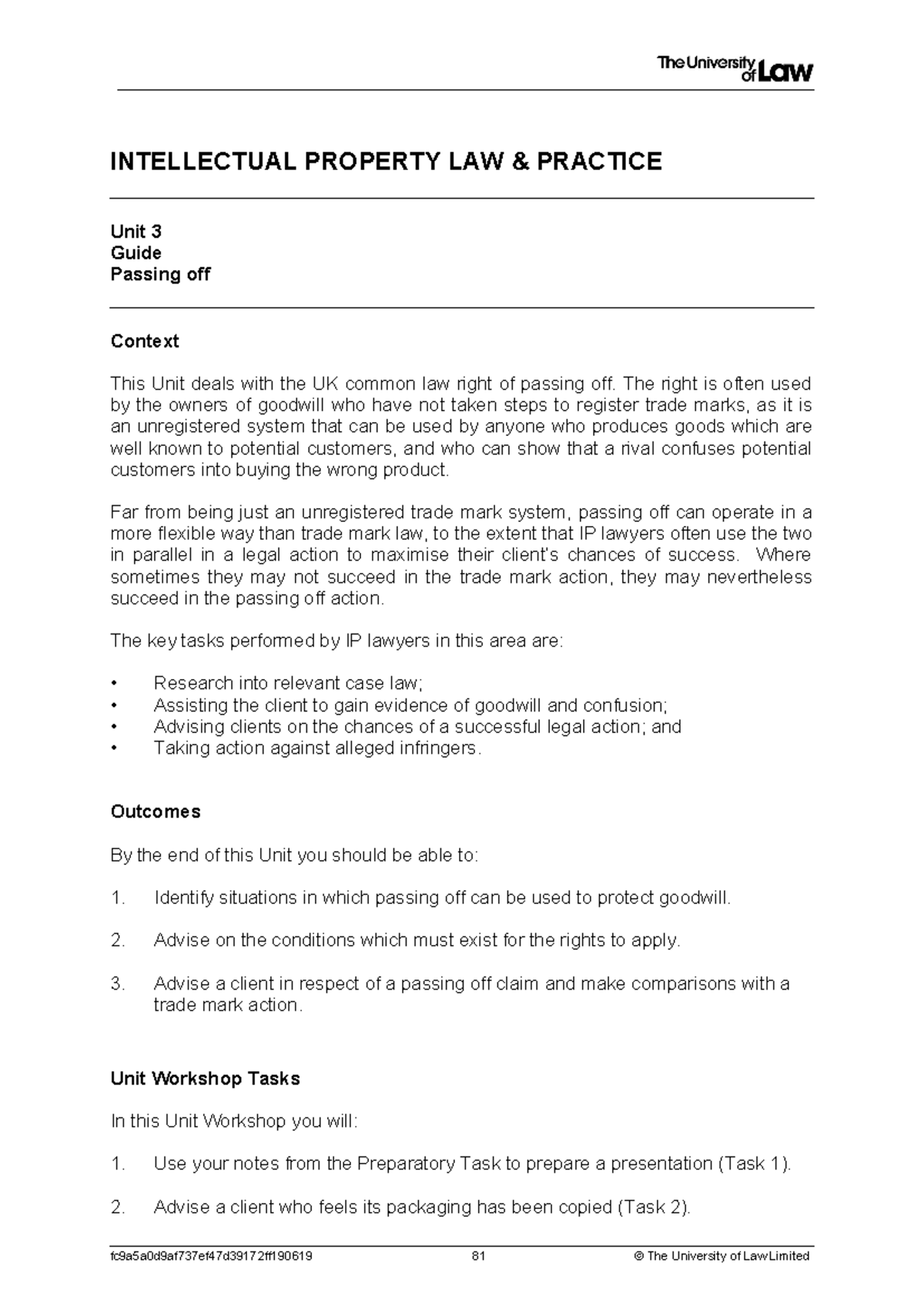 2021 ip ws03 ce01 guide - INTELLECTUAL PROPERTY LAW & PRACTICE Unit 3 ...