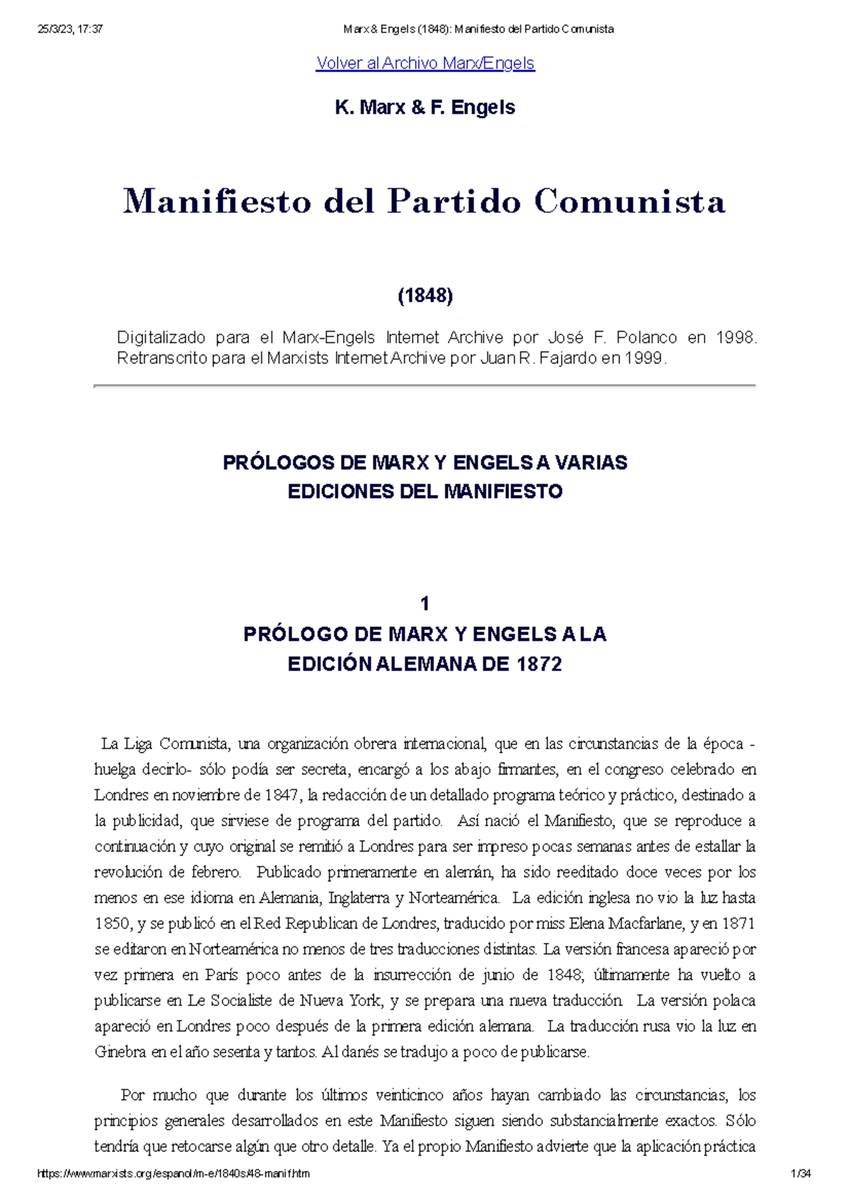Marx & Engels (1848) Manifiesto del Partido Comunista - Volver al ...