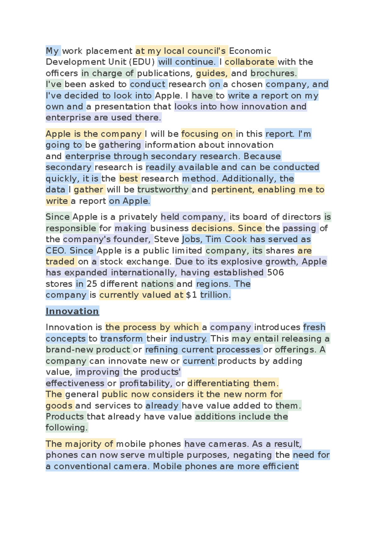 My work - sdadsada - My work placement at my local council's Economic Development Unit (EDU ...