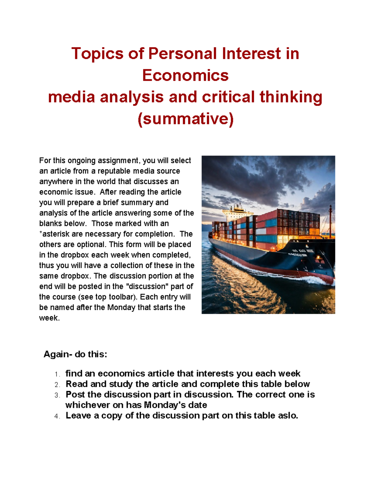 Topics of Personal Interest in Economics - Topics of Personal Interest ...