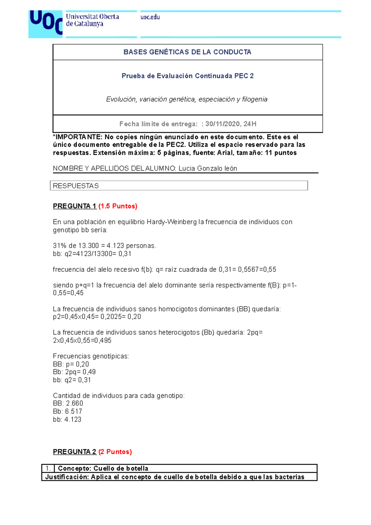 Pec2 bases - pec 2 - *IMPORTANTE: No copies ningún enunciado en este documento. Este es el único ...