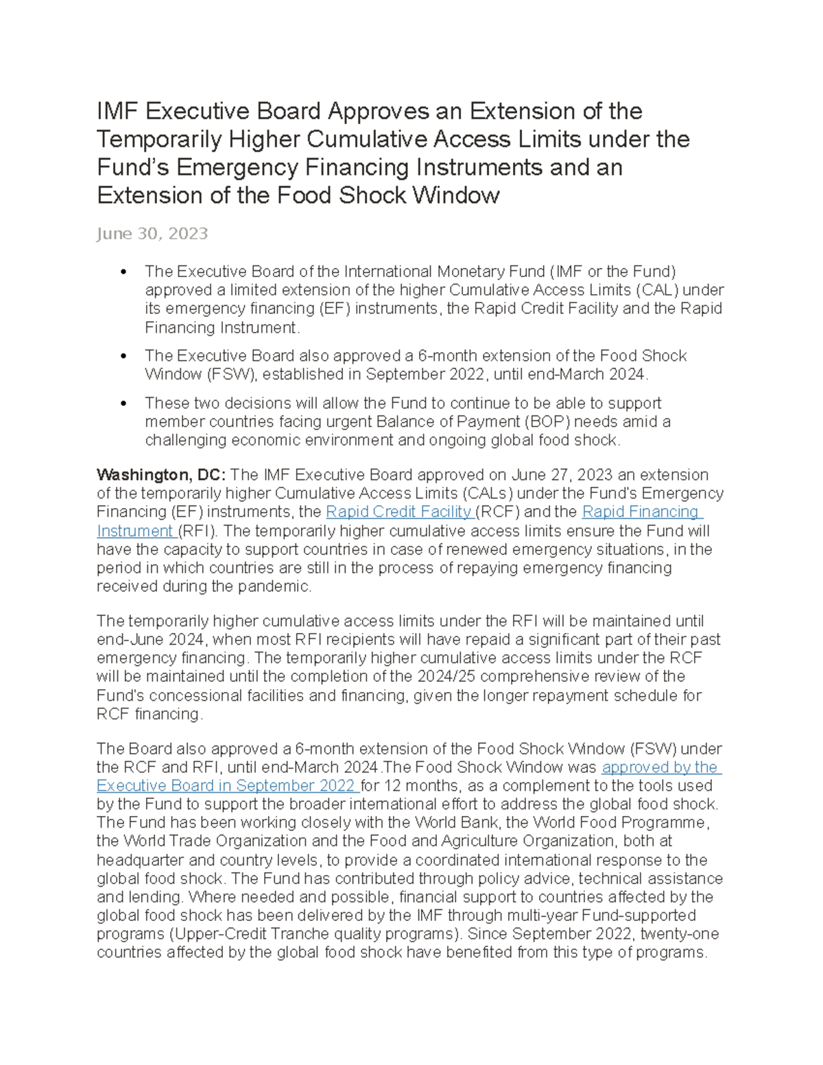 Imf 638 - International Monetary Finance - IMF Executive Board Approves ...