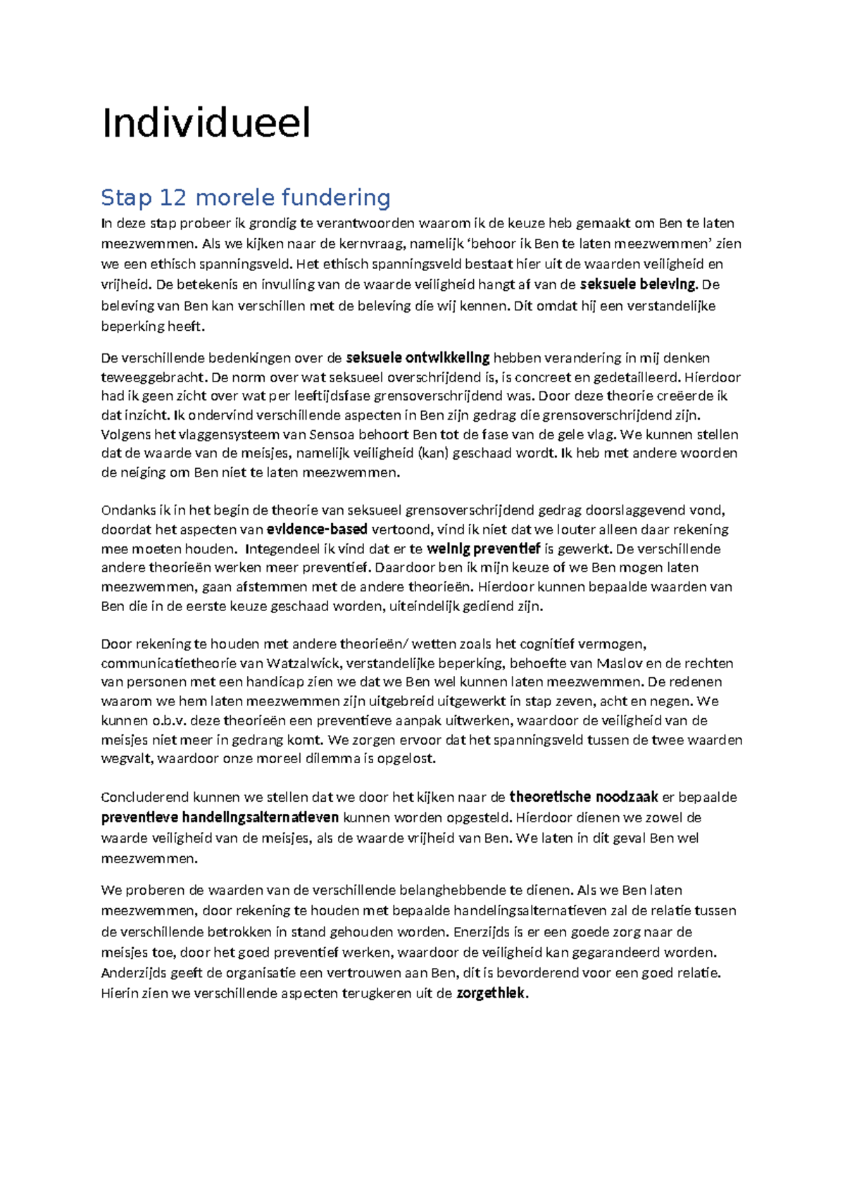 Individueel deel beroepsethiek Lena groep 12 - Individueel Stap 12 ...