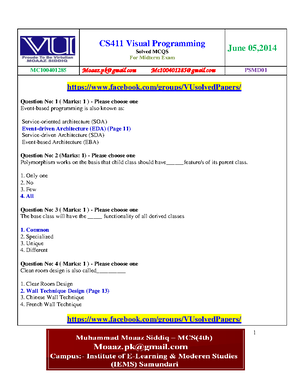 CS408 Midterm MCQS lecture 1 to 22 - Human Computer interaction - Studocu