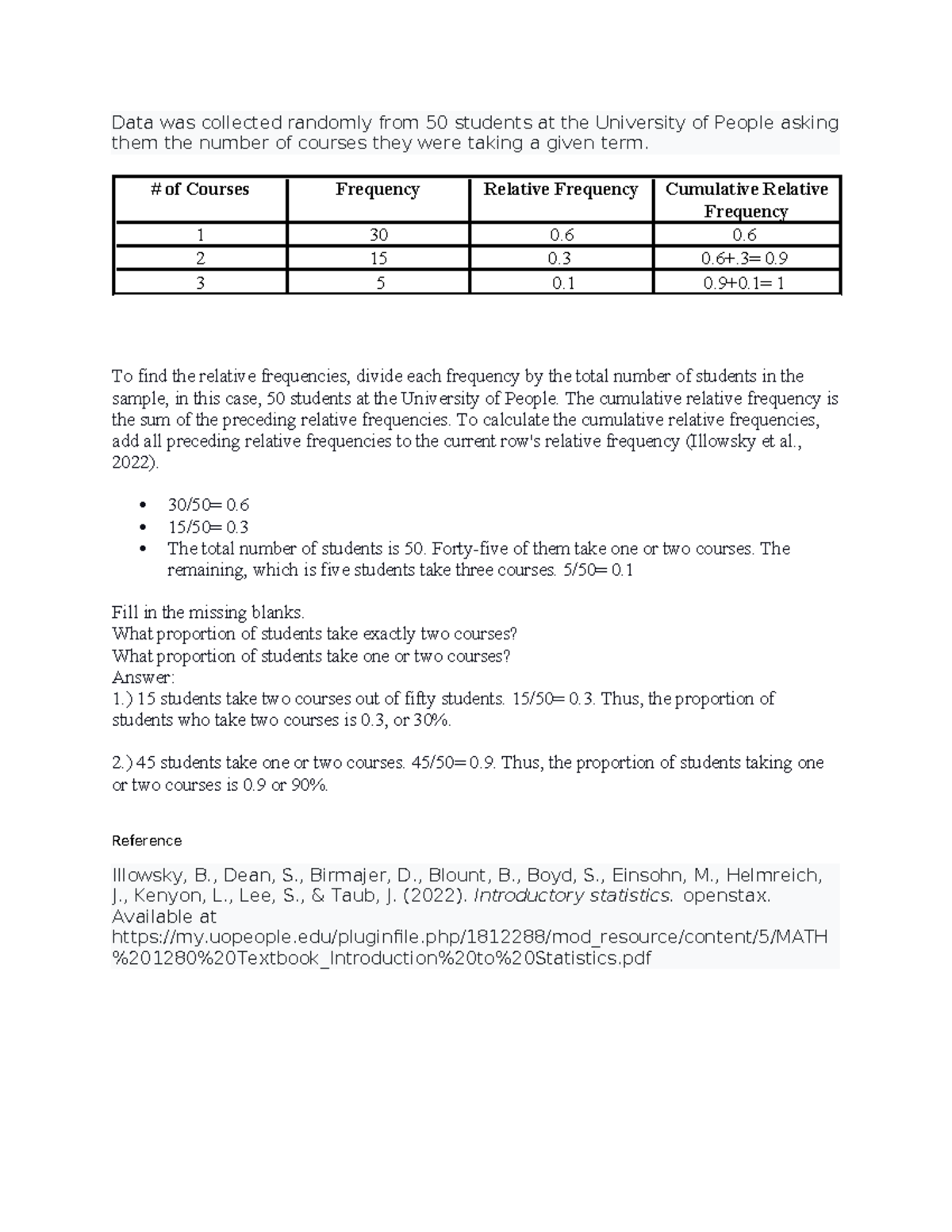 Journal 1 Introduction to Statistics - Data was collected randomly from ...