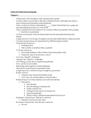 LEJA 212 Notes for Exam 2 - Book Notes Chapter 3 Requirement of an Act ...
