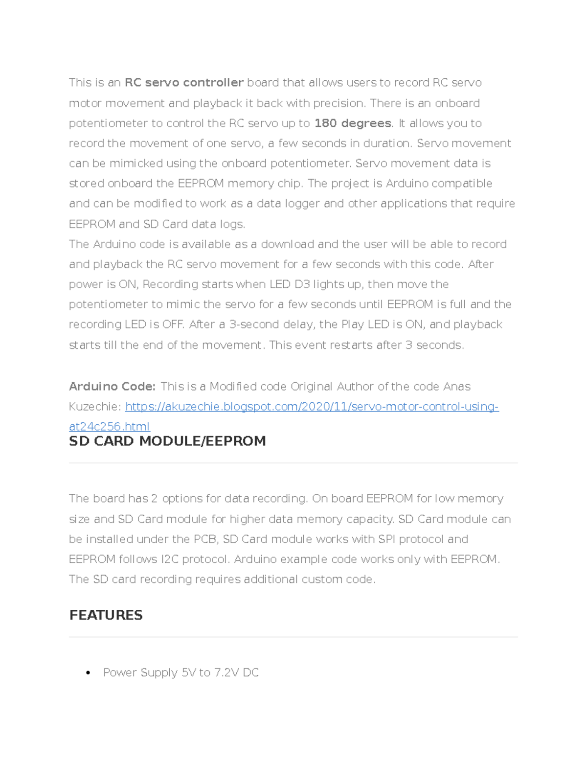 Servo Control This Is An Rc Servo Controller Board That Allows Users To Record Rc Servo Motor