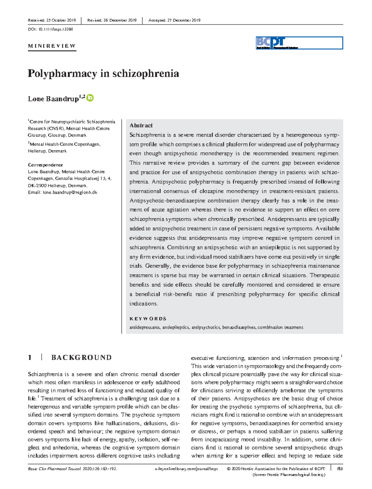 Polypharmacy in schizophren Polypharmacy in schizophren - Basic Clin ...
