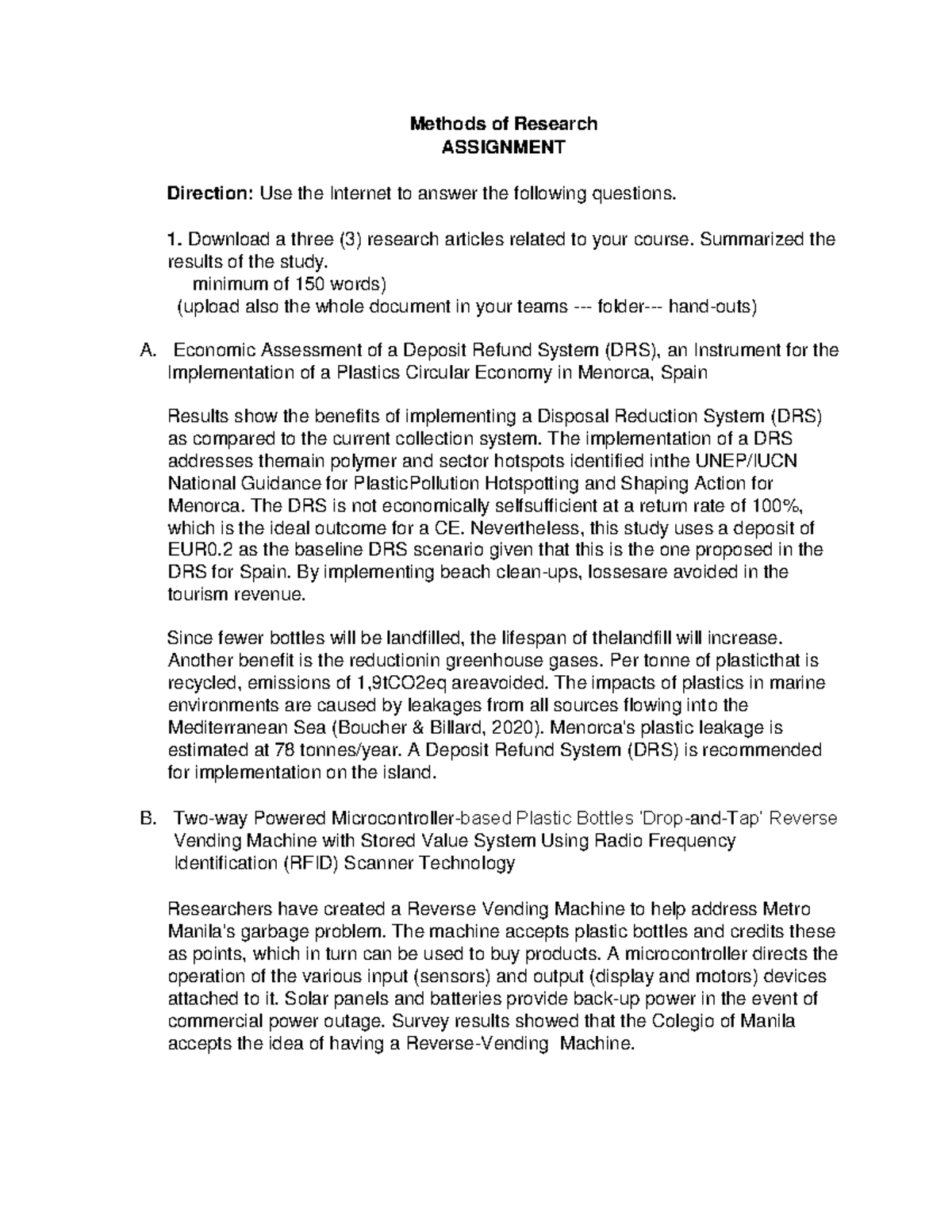 Introduction to Research Methods - Methods of Research ASSIGNMENT ...