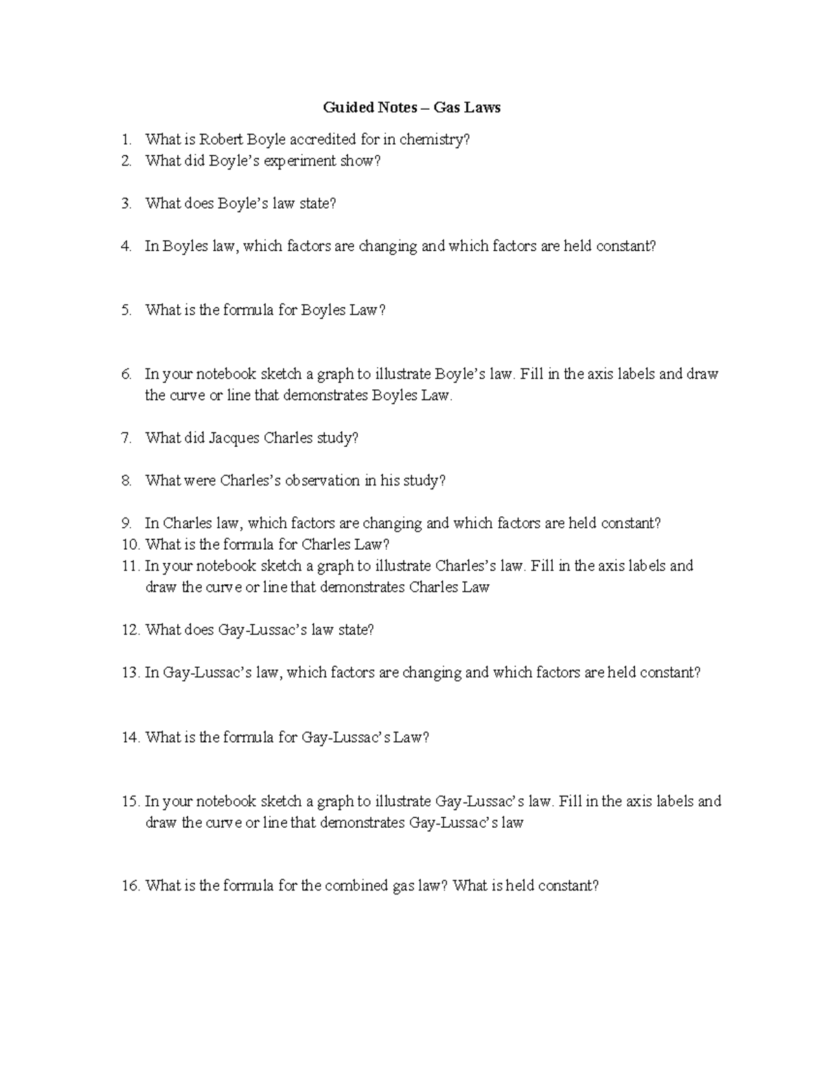 Guided Notes Gas Laws-1 - Guided Notes – Gas Laws What is Robert Boyle ...