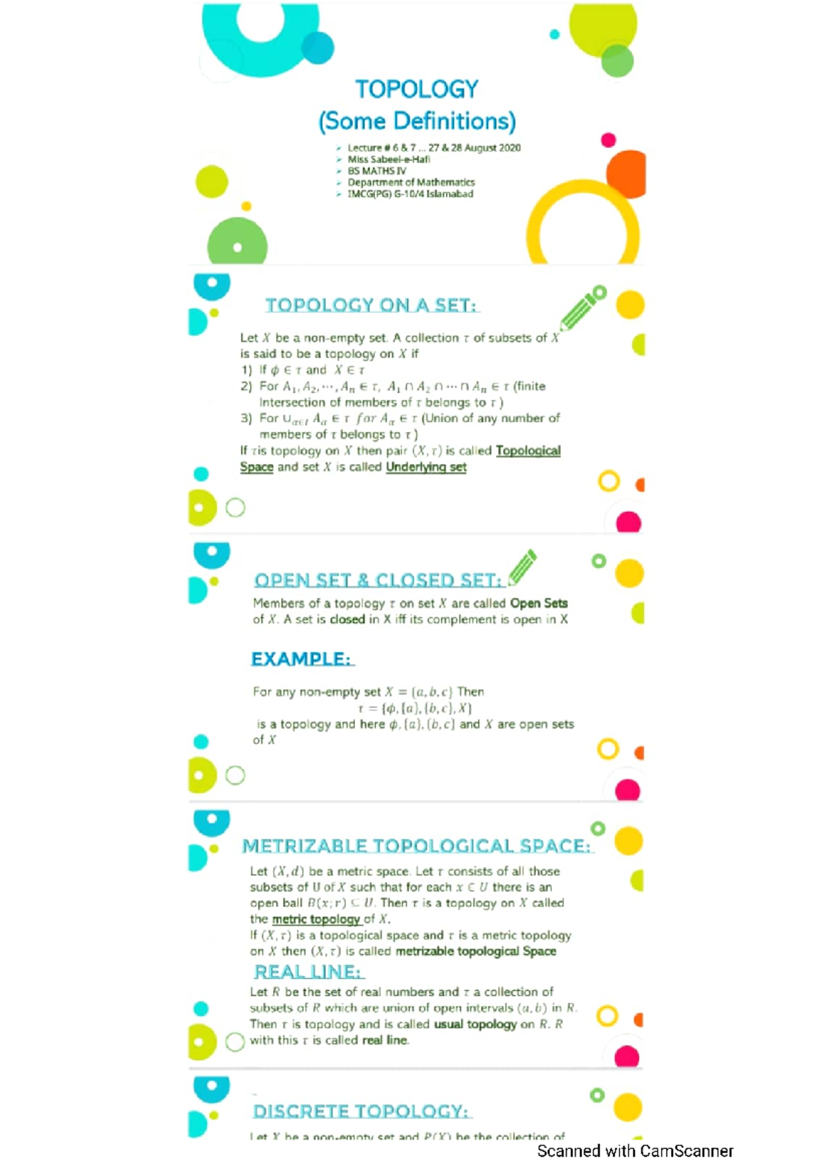 Topology Lectures G10 - Best notes - Set Topology - Studocu