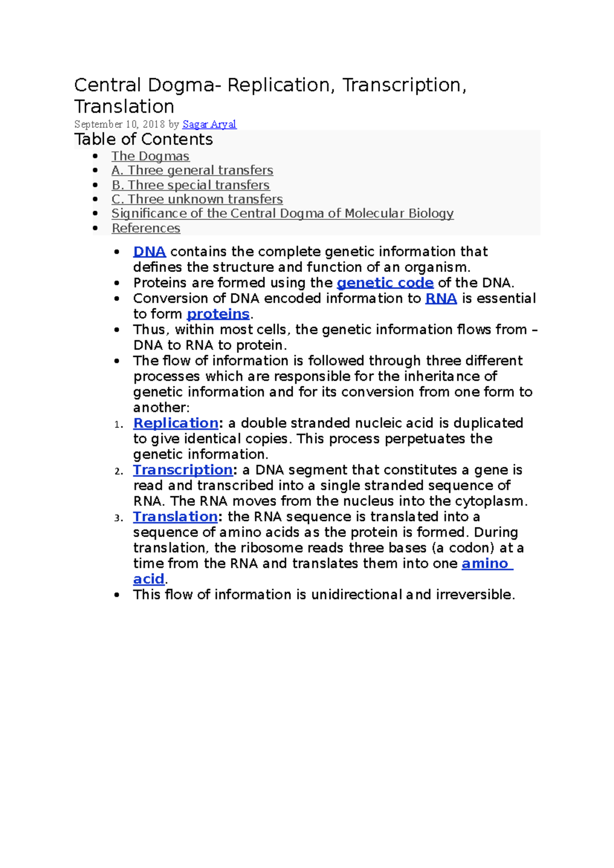 Mod -1 Central Dogma-27-10-2021 - Central Dogma- Replication ...