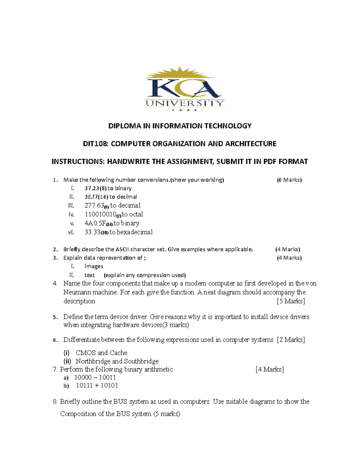 DIT COA assignment - information technology - KU - Studocu