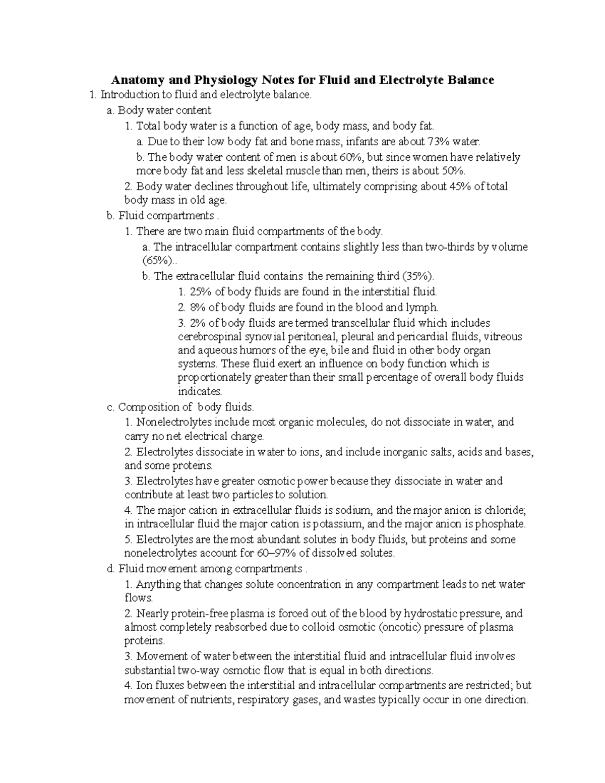 Fluid and Electrolyte Balance Upload - Anatomy and Physiology Notes for ...
