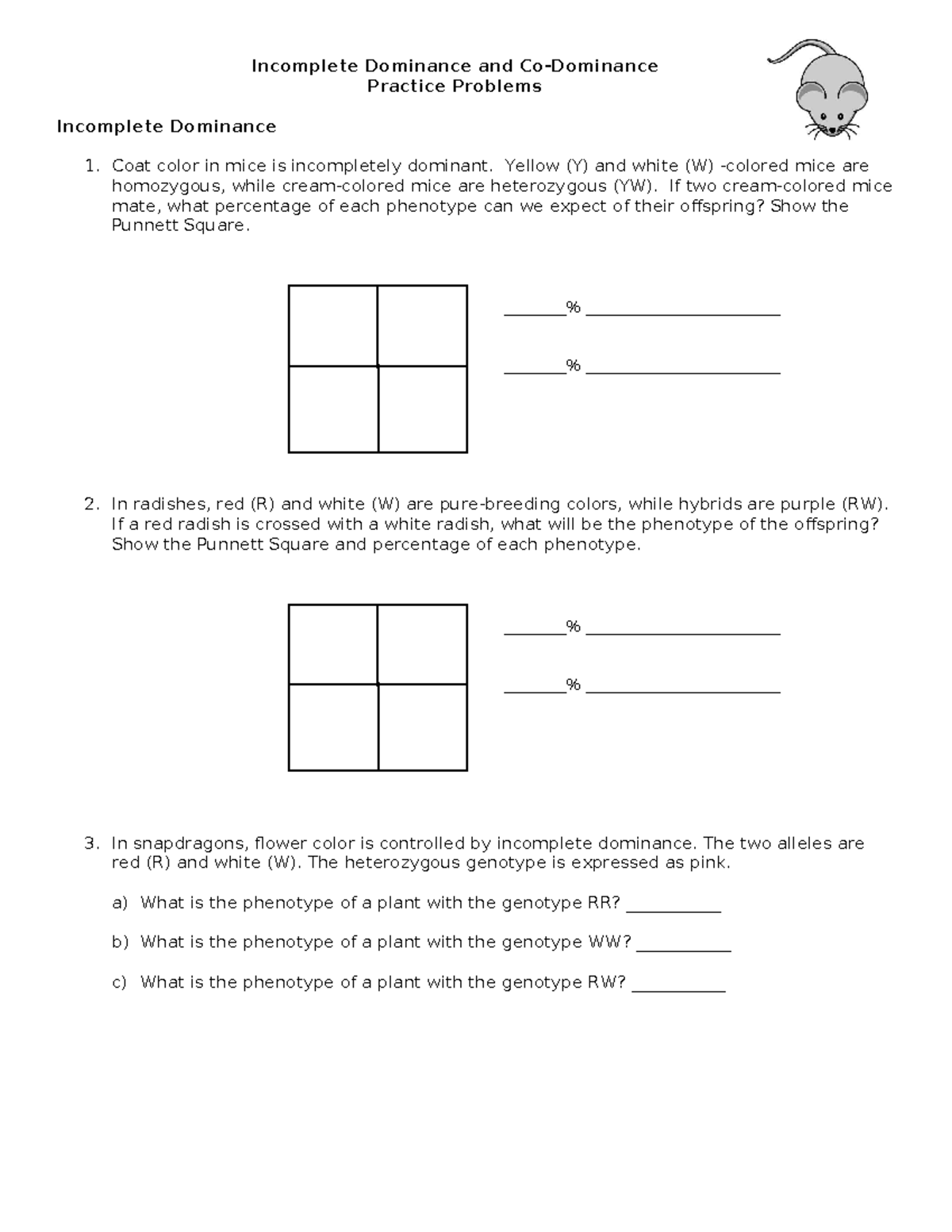 Codominance incomplete dominance - Incomplete Dominance and Co ...