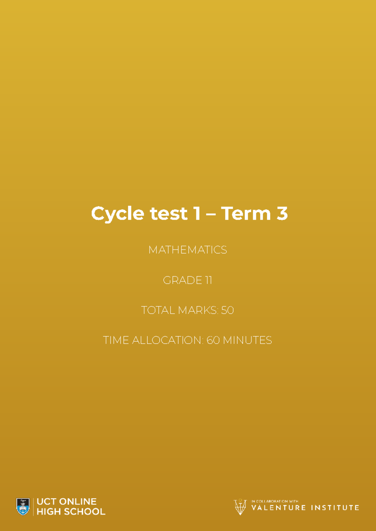 G11 Mathematics Term3 Cycle Test 1 Question Paper 1 - Cycle test 1 ...