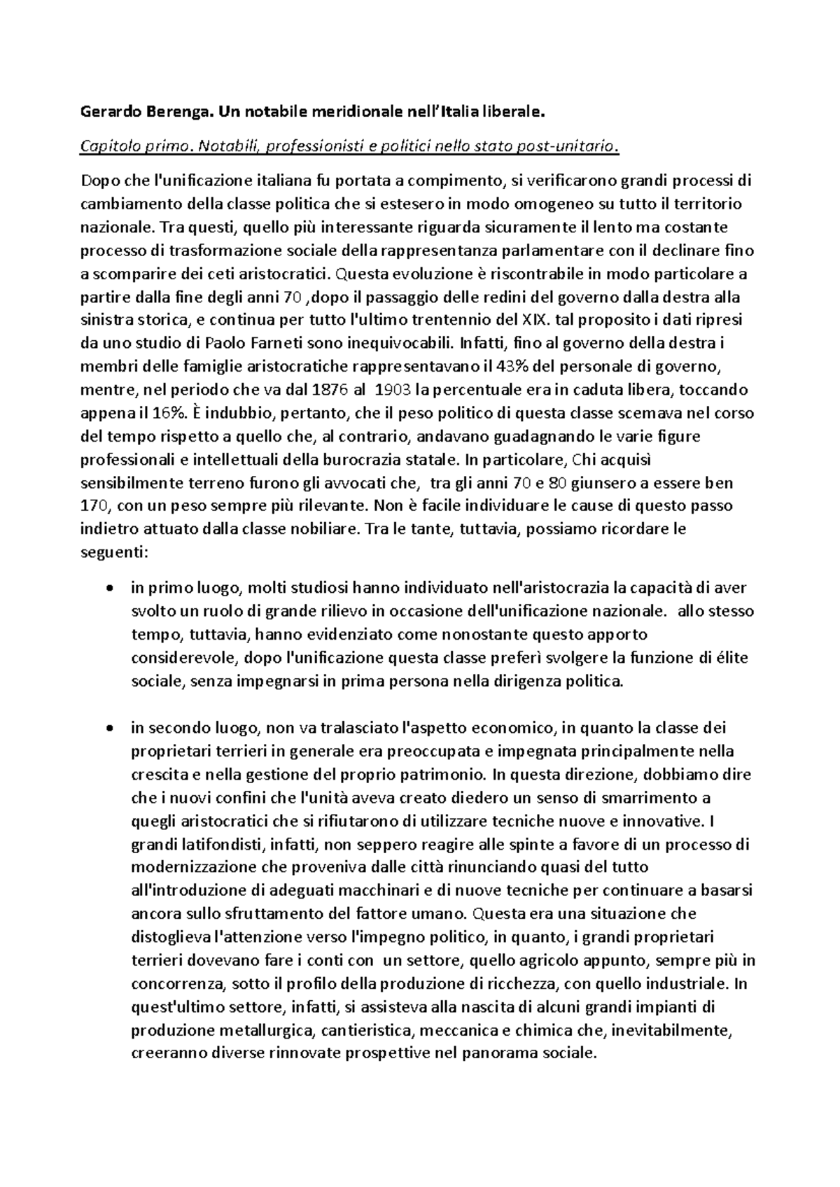 Gerardo Berenga - Riassunto dettagliato - Gerardo Berenga. Un notabile ...