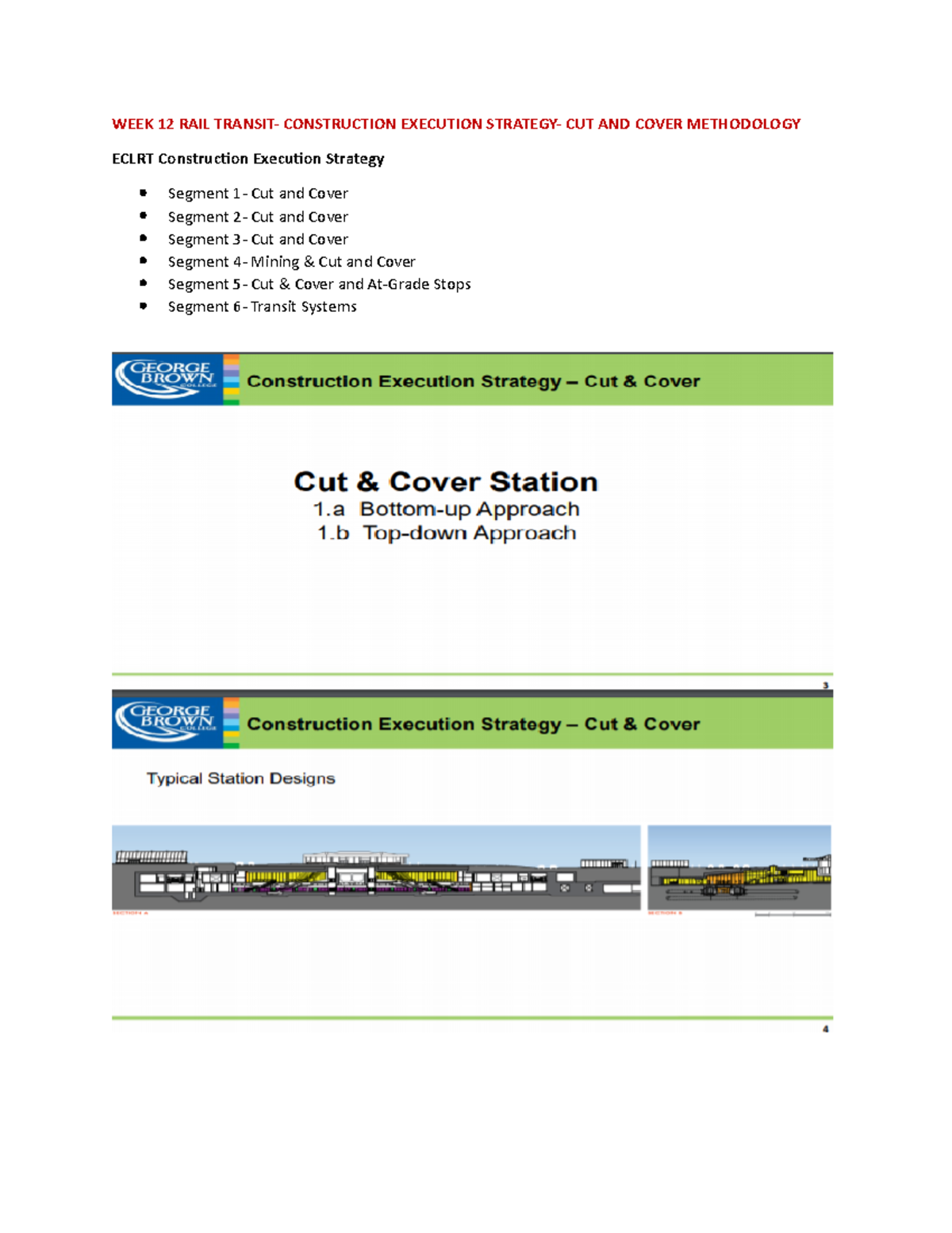 Railway WEEK 12 - Notes - WEEK 12 RAIL TRANSIT- CONSTRUCTION EXECUTION ...