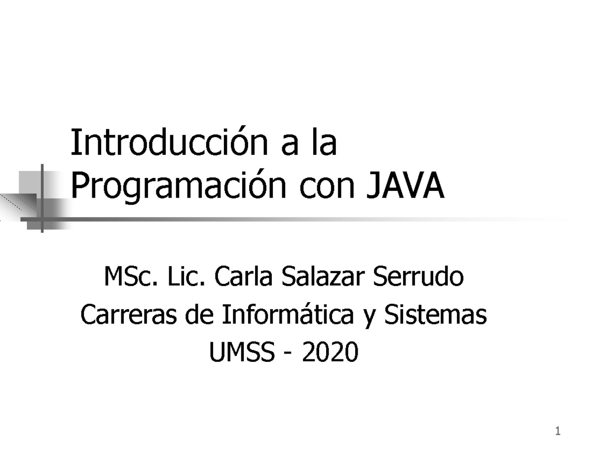 Intro Programacion Carla - Introducción a la Programación con JAVA MSc ...