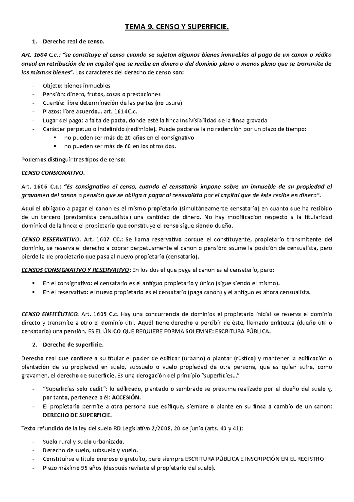TEMA 9. Censo Y Superficie - TEMA 9. CENSO Y SUPERFICIE. 1. Derecho ...