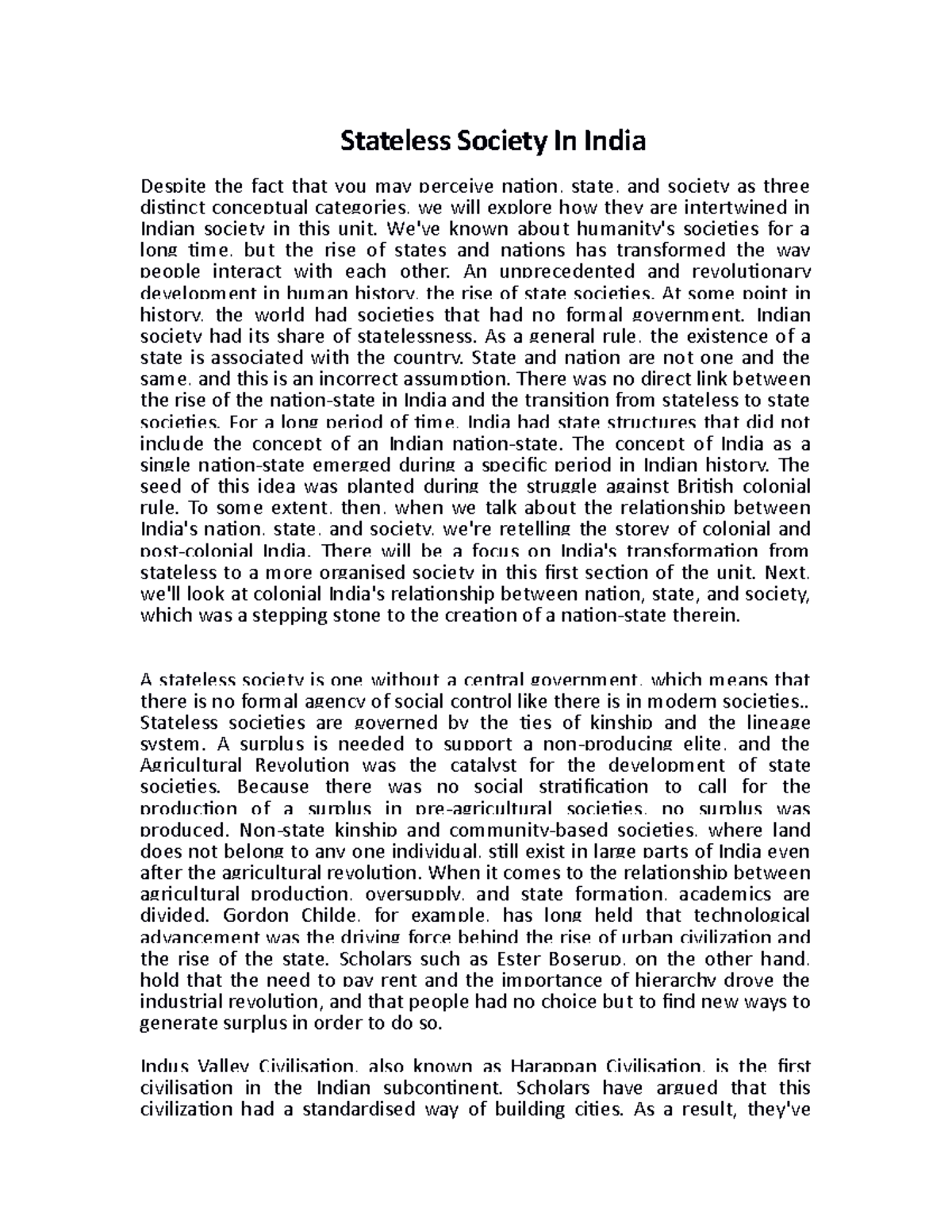 Stateless Society In India - Stateless Society In India Despite the ...