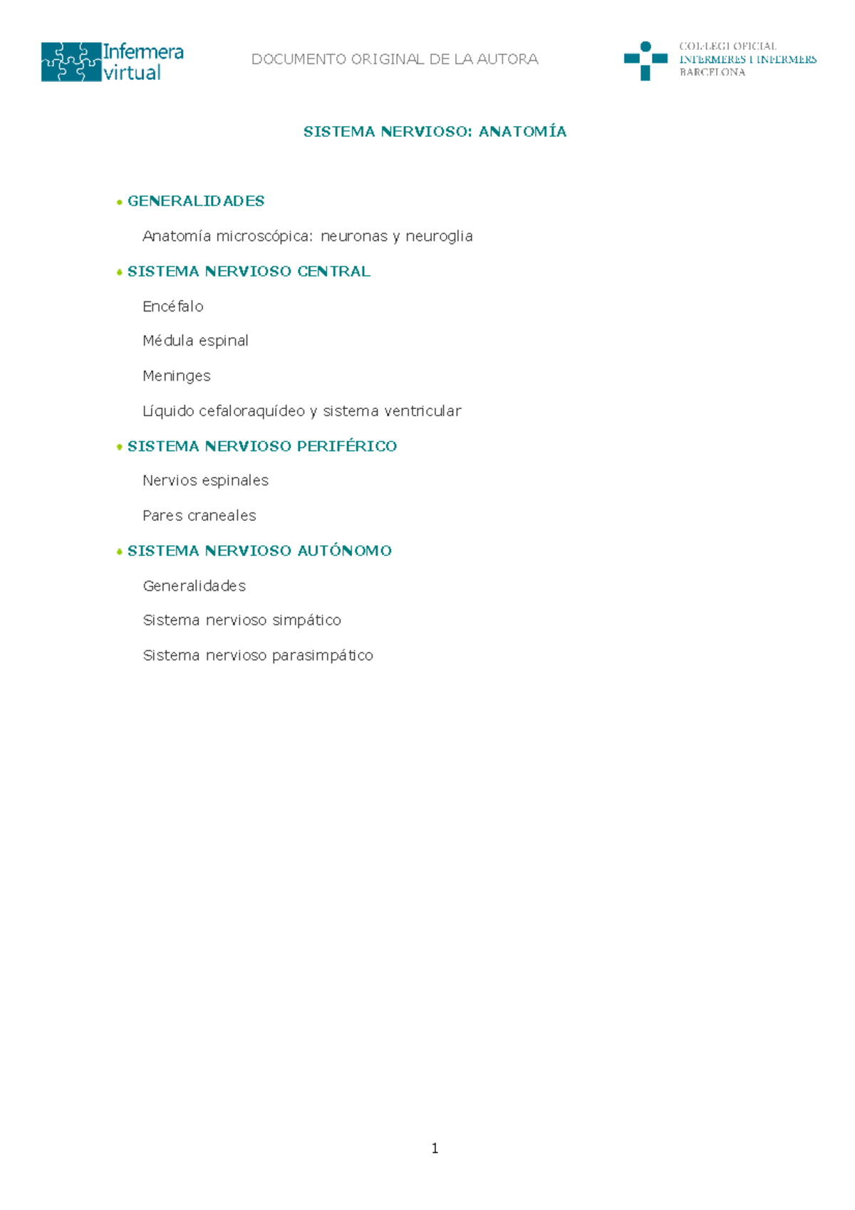 Resumen DEL SNC, SNP Y SNA - - Studocu