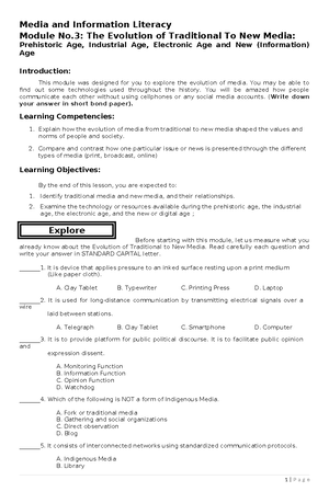 MIL Module 1 WK1 2022 updated for ABM 12 - Media and Information ...