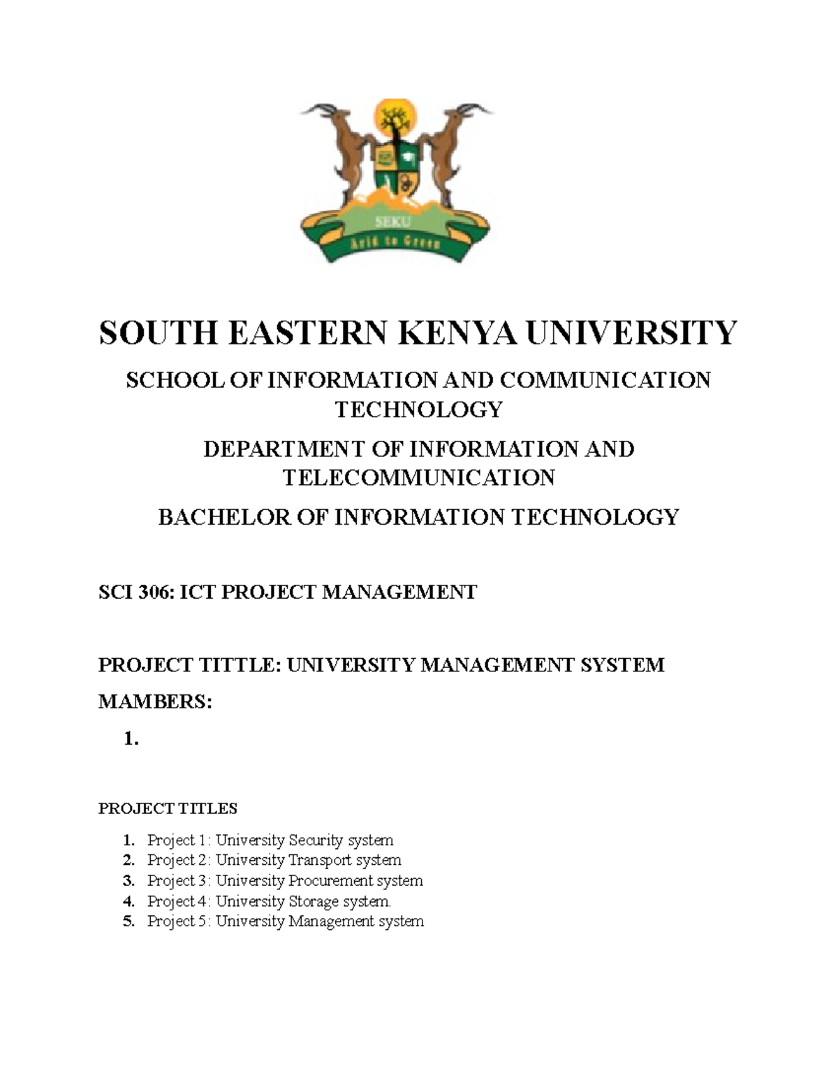 South Eastern Kenya University - SOUTH EASTERN KENYA UNIVERSITY SCHOOL ...