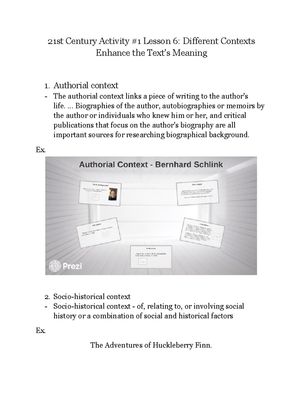 Activity #1 Lesson 6 - Lecture notes 1, 3-7, 10 - 21st Century Activity ...