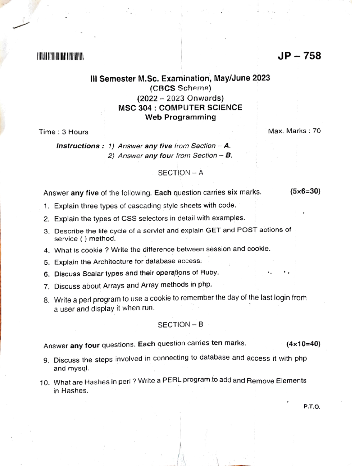 Last year papers - DAA - JP- Il Semester M. Examination, May/June 2023 ...