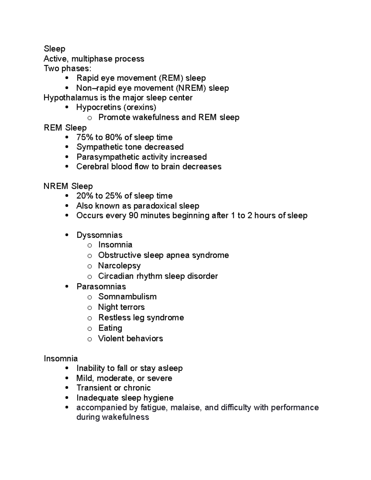 Patho sleep vision - Sleep Active, multiphase process Two phases: Rapid ...