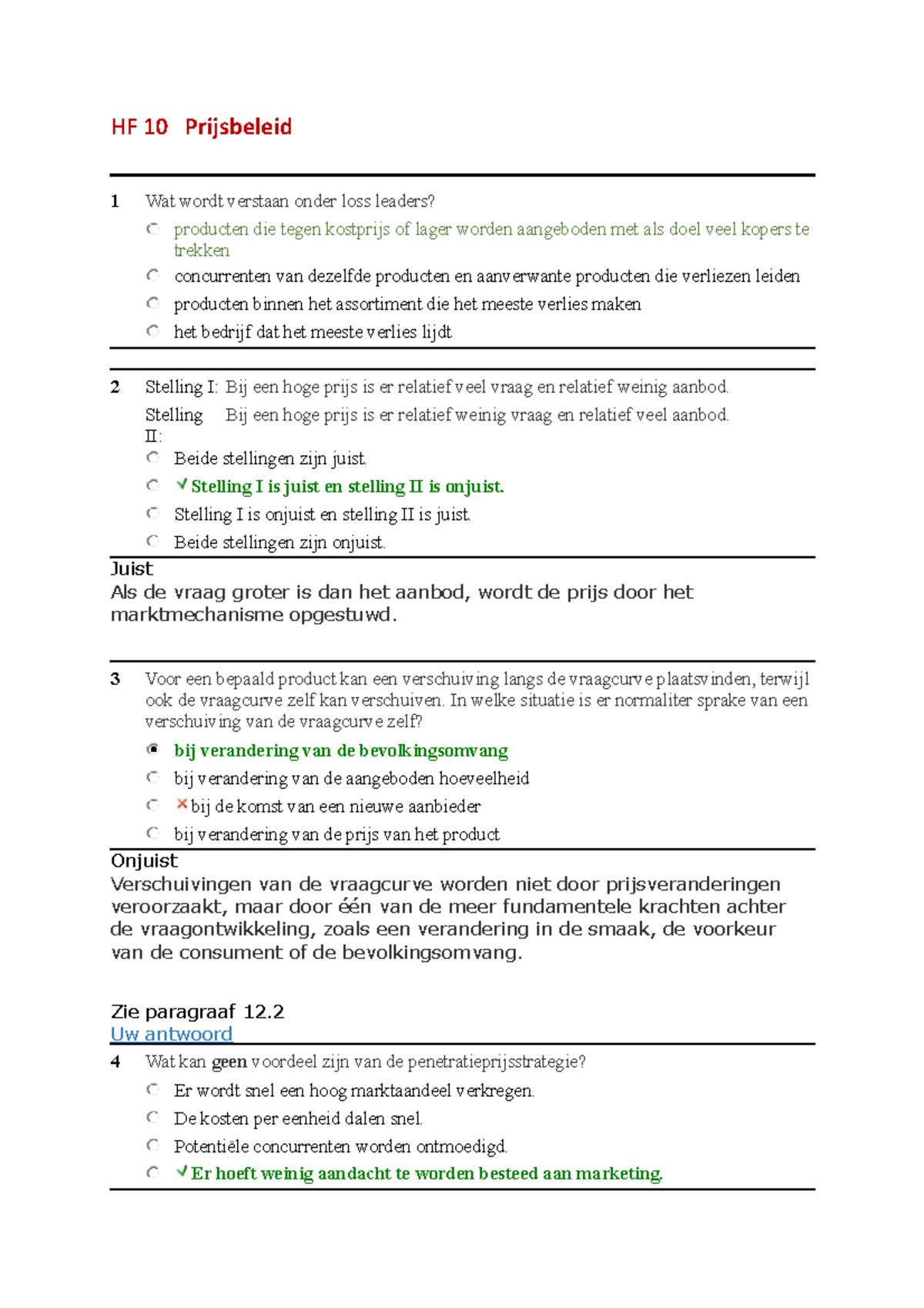 Oefentoets Marketing Prijsbeleid (Grondslagen v M) - HF 10 Prijsbeleid ...