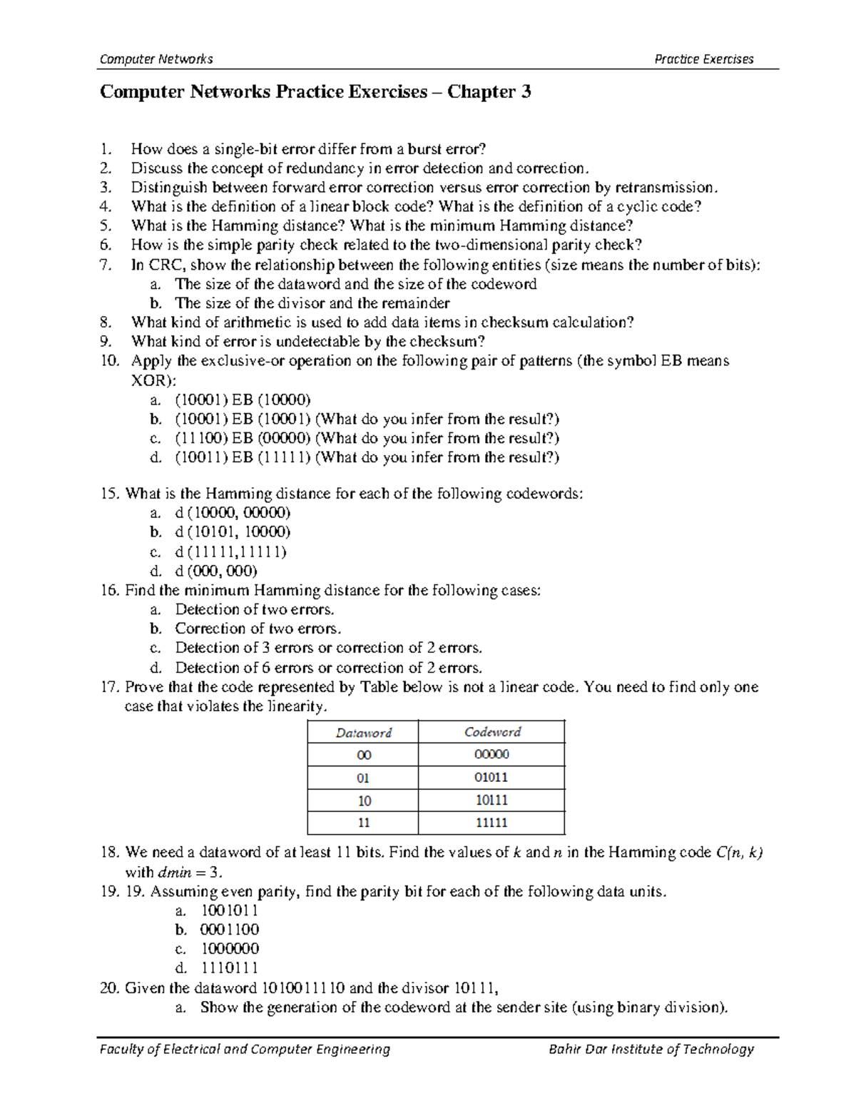 Computer Networks Practice Exercise Ch3 Computer Networks Practice Exercises Faculty Of 