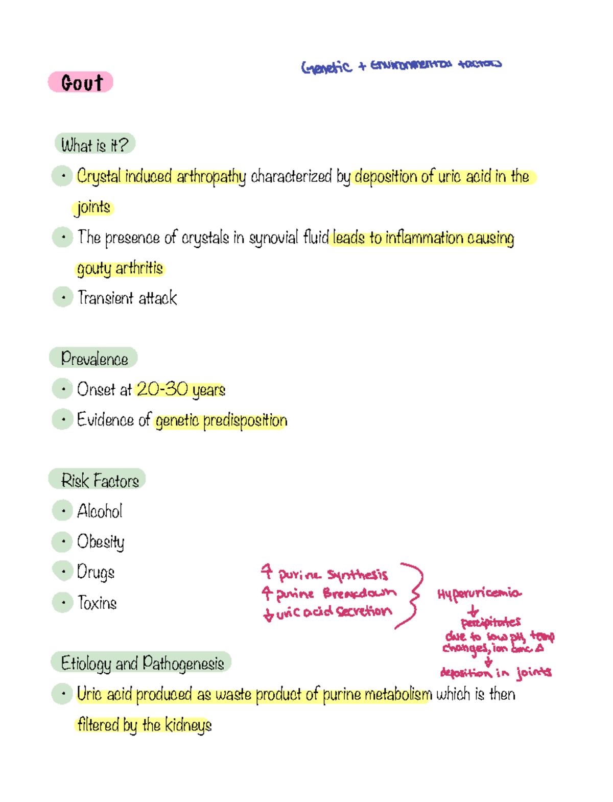 Gout - Lecture notes on Gout - Gout What is it? Crystal induced ...
