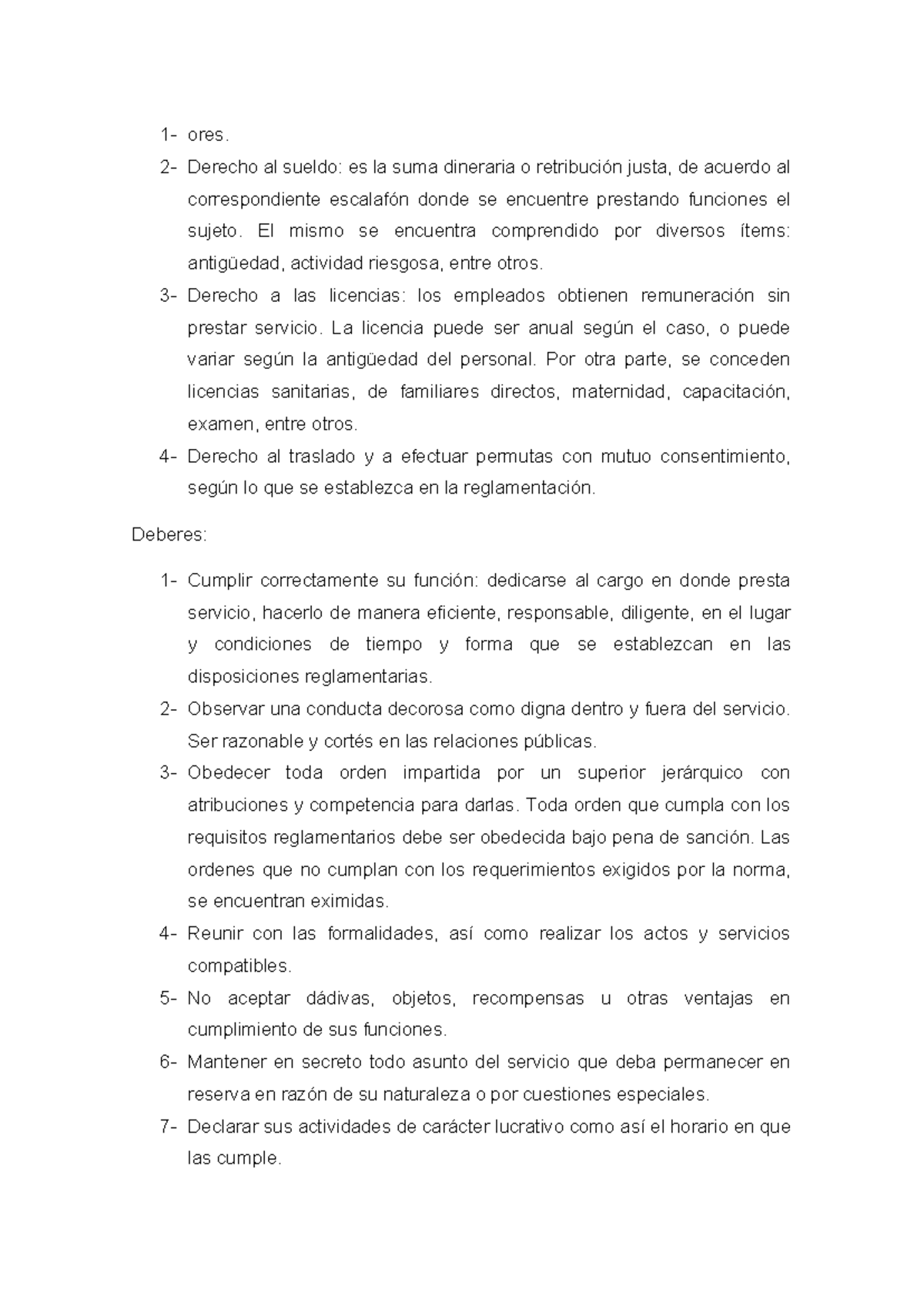 Admmm - administracion - 1- ores. 2- Derecho al sueldo: es la suma ...