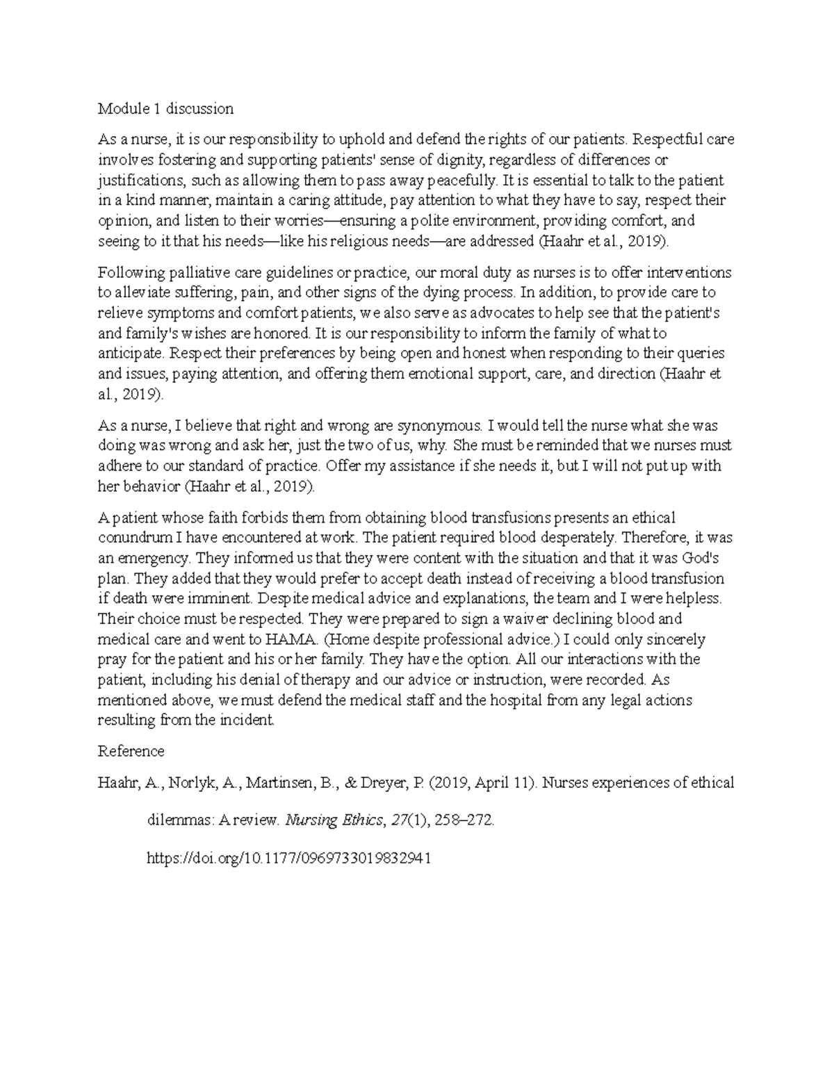 Module 1 discussion scope and practice - Module 1 discussion As a nurse ...