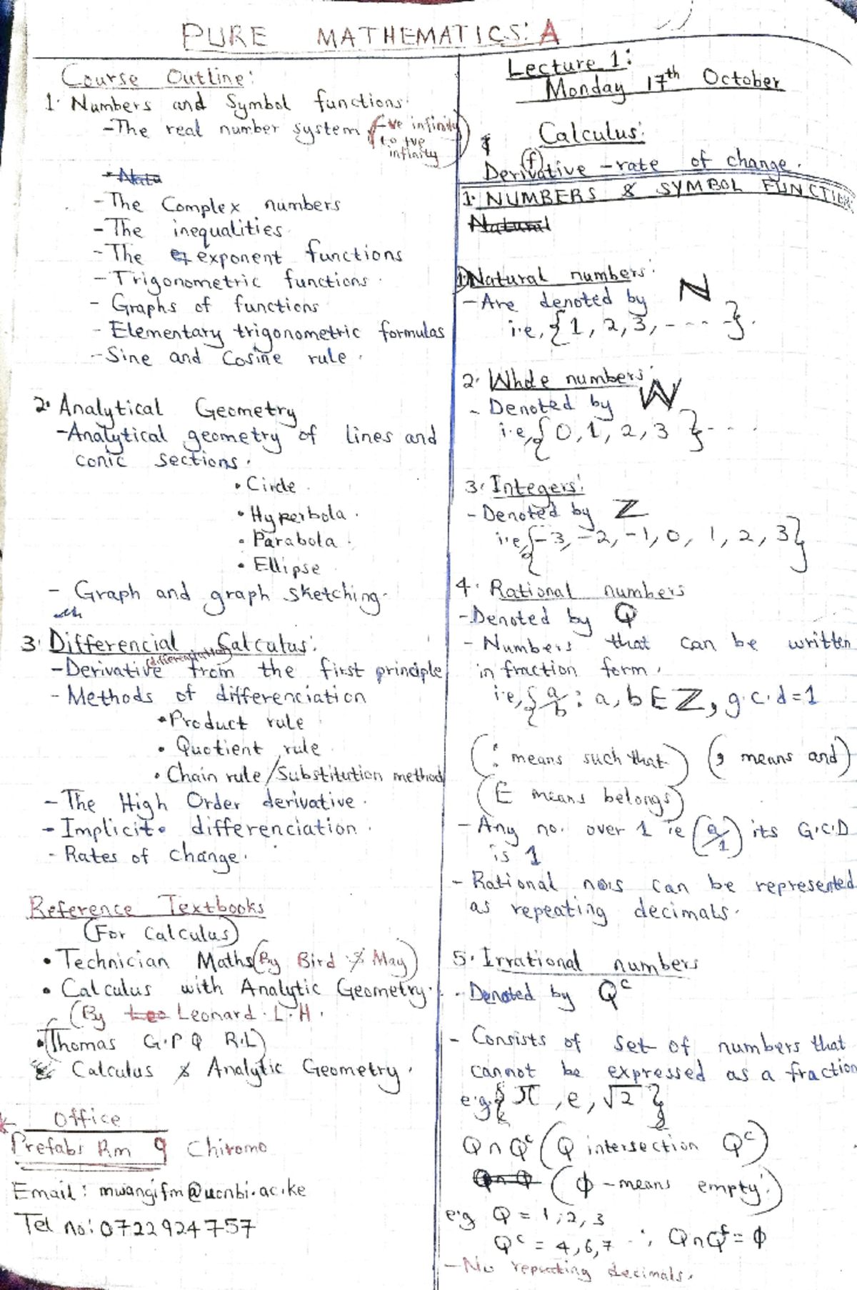 Pure maths A - Pure Mathematics - Engineering mathematics - JKUAT - Studocu