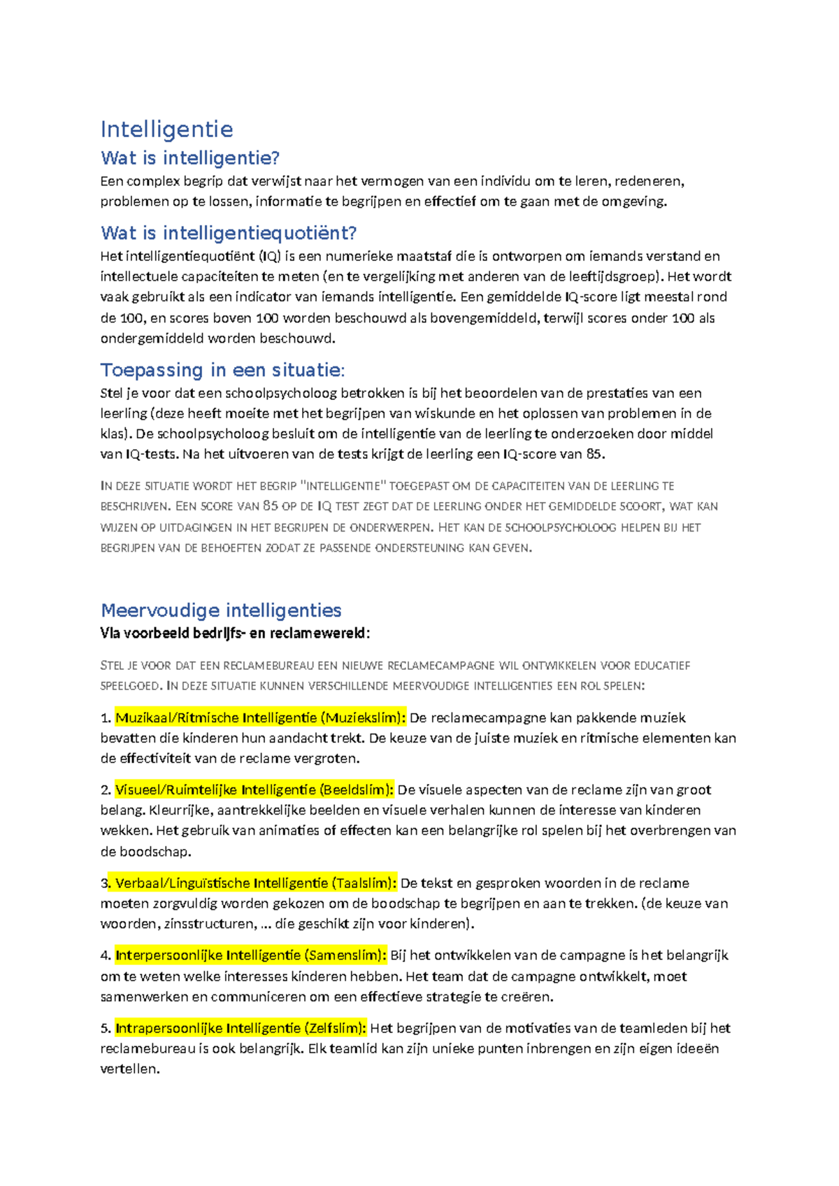 Intelligentie - Intelligentie Wat is intelligentie? Een complex begrip ...